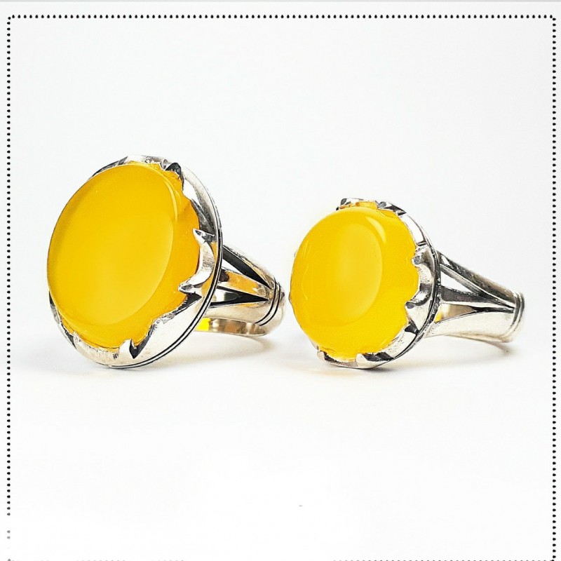 خرید و قیمت انگشتر های ست زنانه و مردانه ‌ عقیق های زرد از غرفه شهر ...